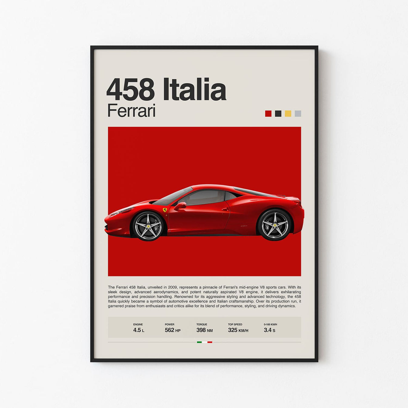 Ferrari 458 Italia Poster - Car Fine Art Prints – Postersport